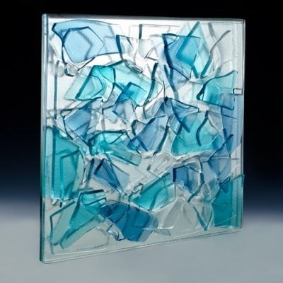 Crackle Aqua Blue Textured Glass designed and made by Nathan Allan