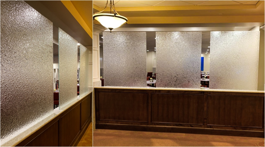 Aggregate Textured Glass is used for glass doors and wall building