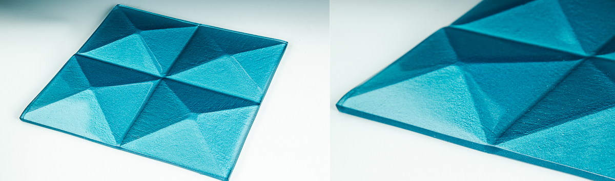 Pyramid Azure Blue Textured Glass is designed by Nathan Allan