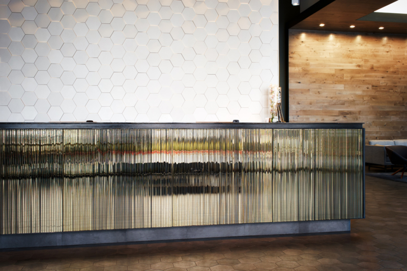Architectural Textured Glass Walls made by Nathan Allan Glass Studios