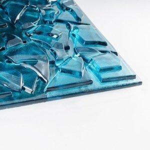 Crackle Aqua Blue Textured Glass designed and made by Nathan Allan