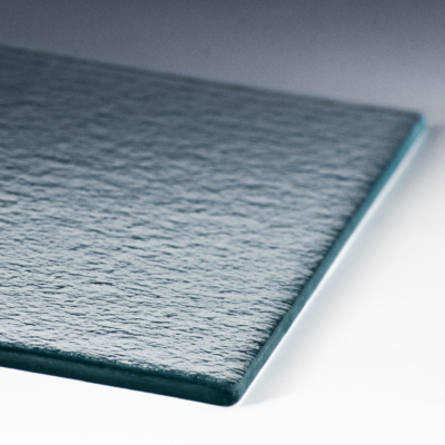 Sandstone textured glass flooring system is a hand crafted organic glass