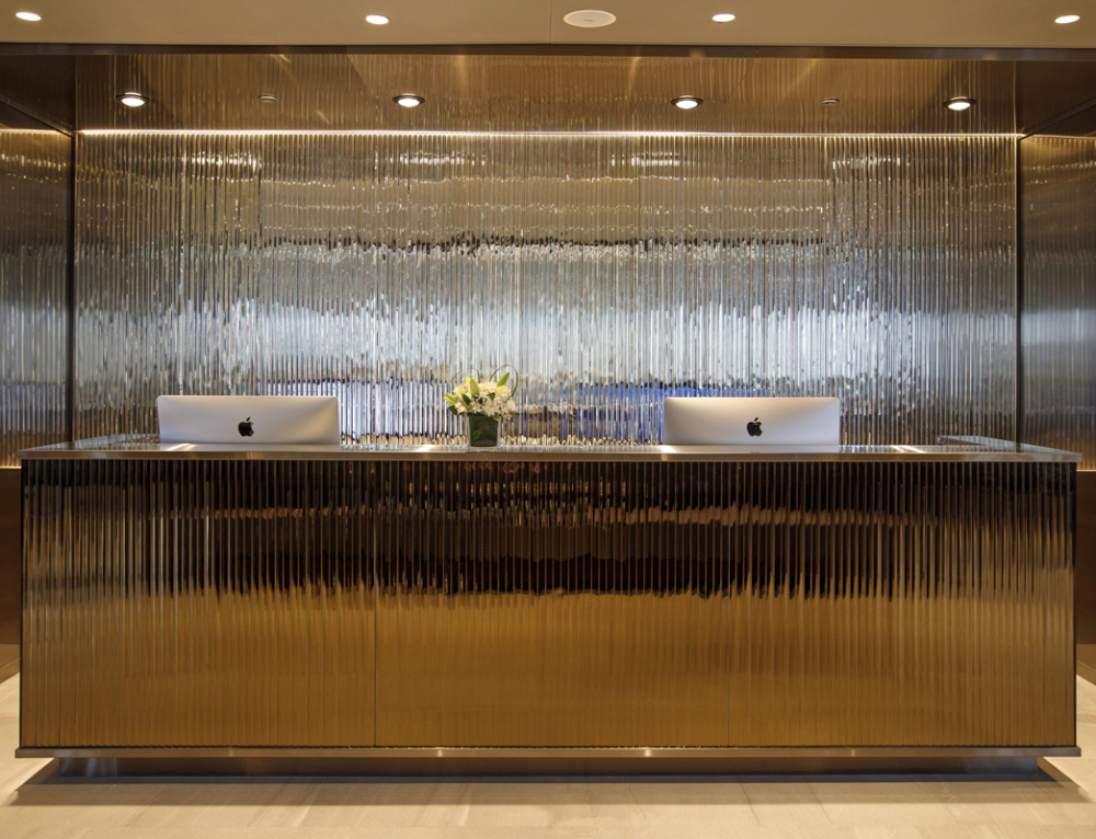 Channel Bronze Silvered Façade produced by Nathan Allan Glass